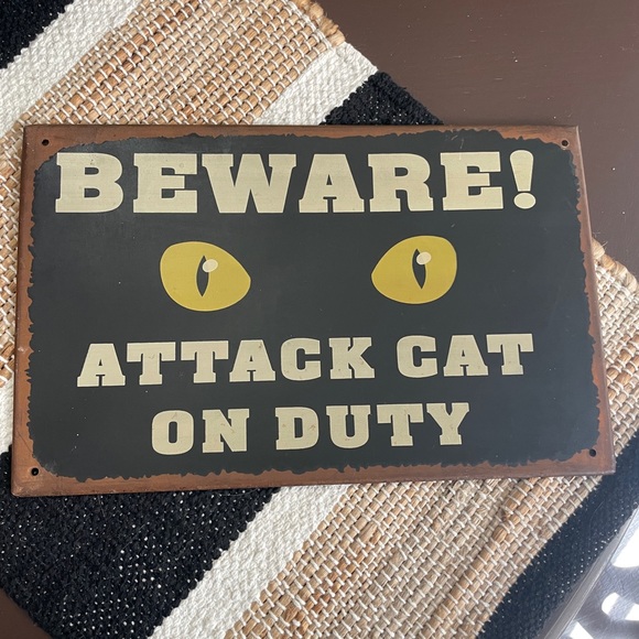 Accents | 3 For 1 Metal Sign Beware Attack Cat | Poshmark